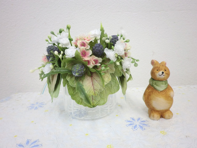 【FLORA0903】ガラスポット アレンジ | 福島のレンタルスペース Rough Laugh（ラフラフ）須賀川店